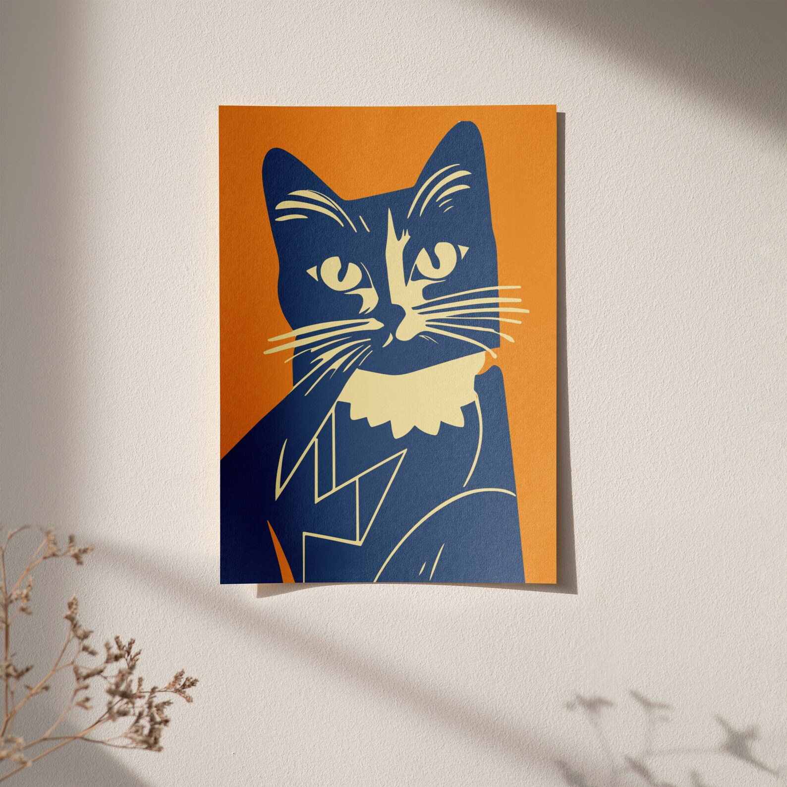 Retro Cat Poster Giclee Art Print Mid Century Modern Home - Etsy