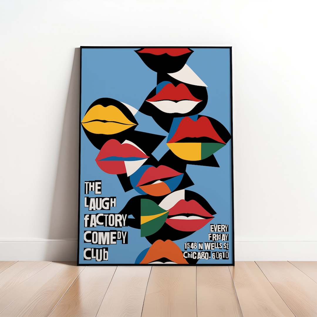 Comedy Club POSTER Colorful Pop Art Lips Design, Retro Wall Art for ...