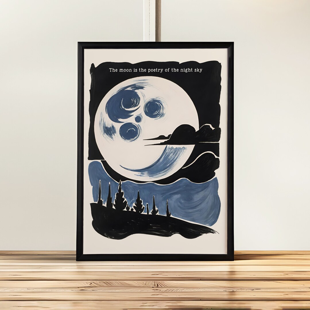 Lunar Poetry Night Sky Poster - Inspirational Quote Wall Art, Celestial ...