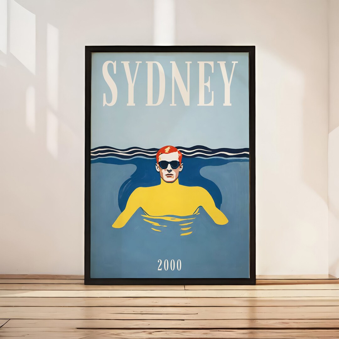Sydney 2000 Retro Swimming Poster Nostalgic Sports Memorabilia, Unique ...