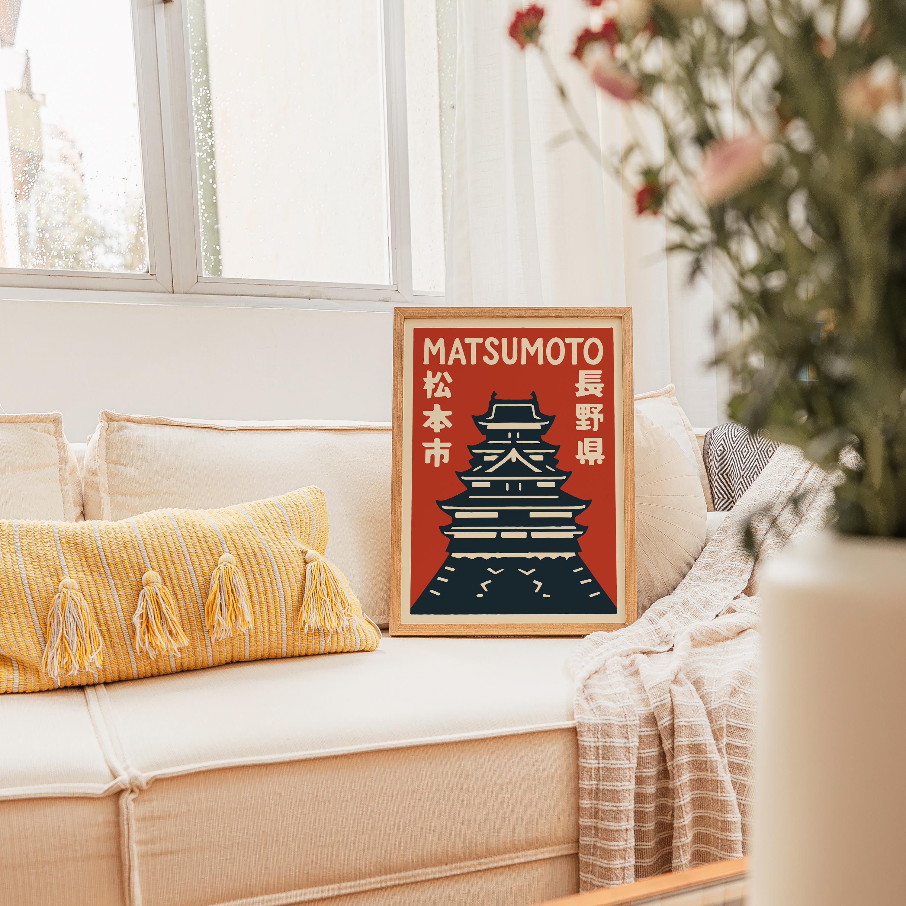Matsumoto Castle Japan Travel Poster – Vintage Japanese Architecture ...