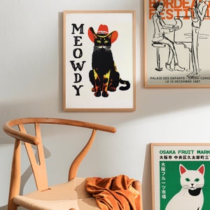 Meowdy Cat Print - Cowboy Poster, Howdy Black Cat, Cat Mom Print ...