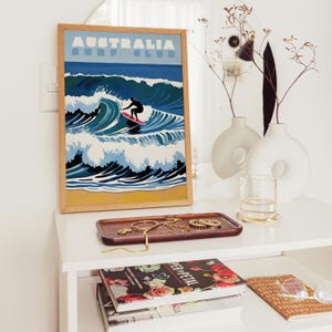 Australian Surf Club Poster, Retro Beach Wall Art, Ocean Wave Print ...