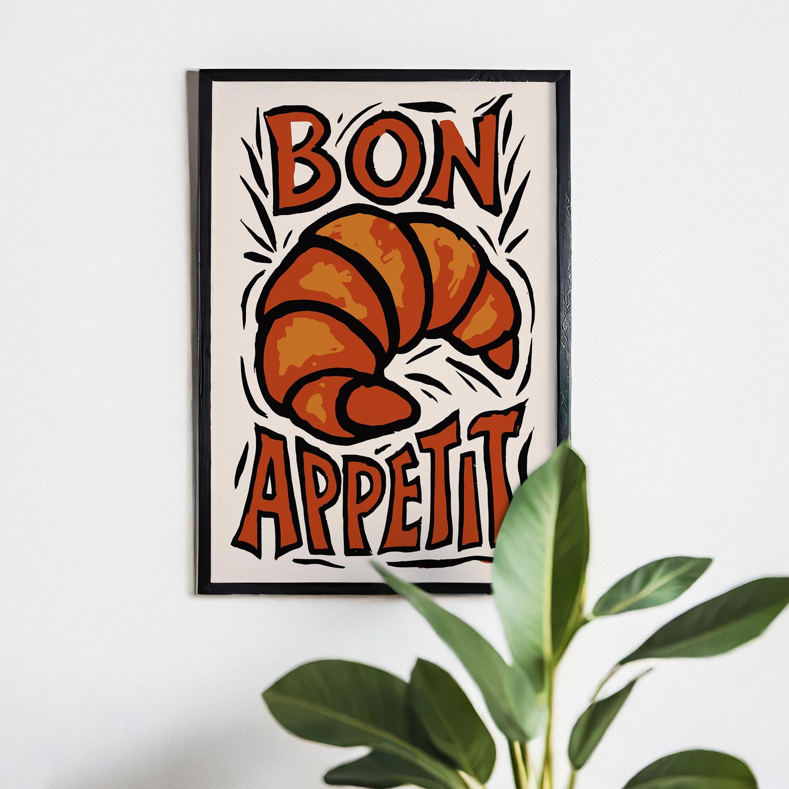 Croissant 'bon Appétit' Poster - French Kitchen Wall Art - Etsy