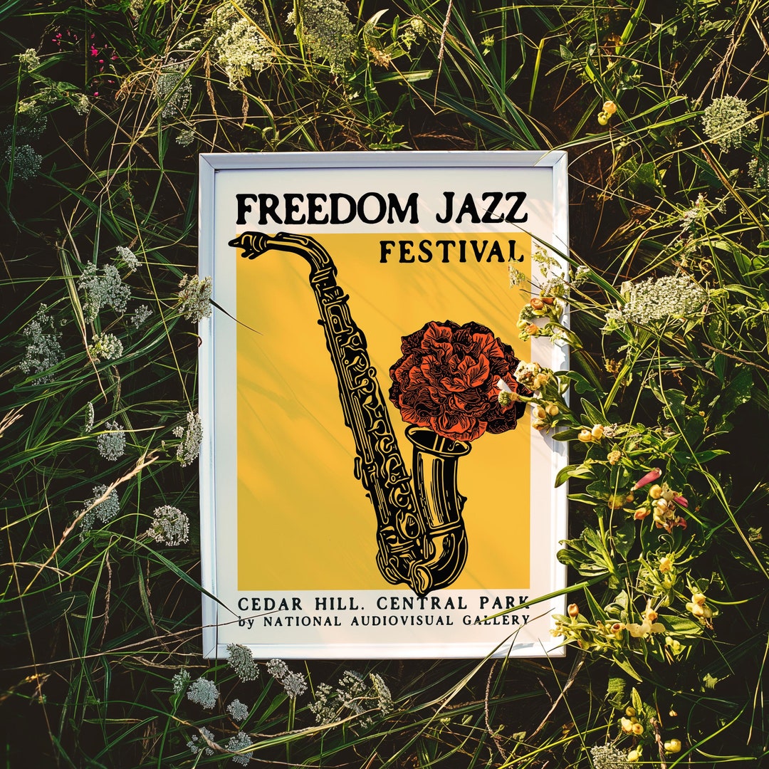 Retro Jazz Festival Poster: Mid-century Modern Saxophone Print - Etsy