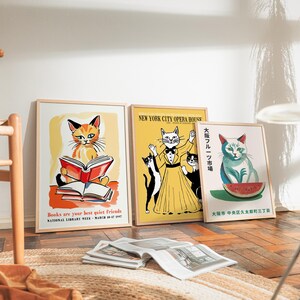 1997 BOOK READING POSTER - Library Cat Books Lover - Teacher Mid ...