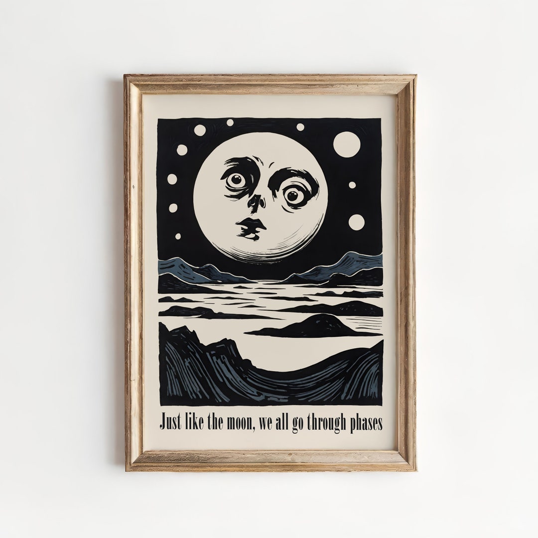 Moon Phases Inspirational Poster - Quirky Celestial Wall Art With ...