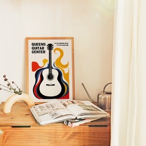 Queens Guitar Center Poster - Acoustic Guitar Art Print - Abstract ...