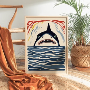 ANXIOUS SHARK Poster Quirky Wall Art Prints Funny Wall Art Prints ...