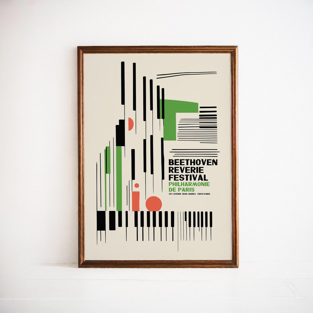 Beethoven Festival Piano Poster, Classical Music Wall Art, Music Room ...