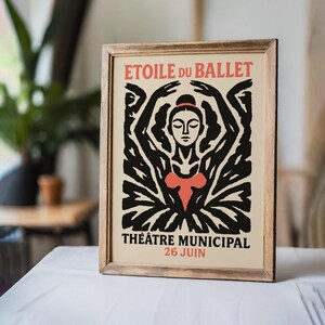 Vintage French Ballet Poster - Retro Dance Art Print - Elegant Wall ...