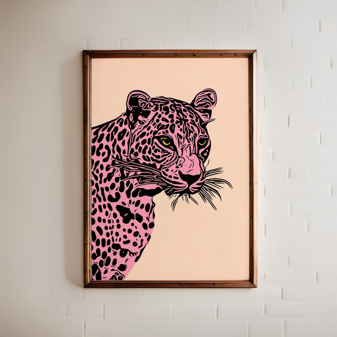 Leopard Art Print Modern Wildlife Wall Decor, Bold Colors, Animal ...