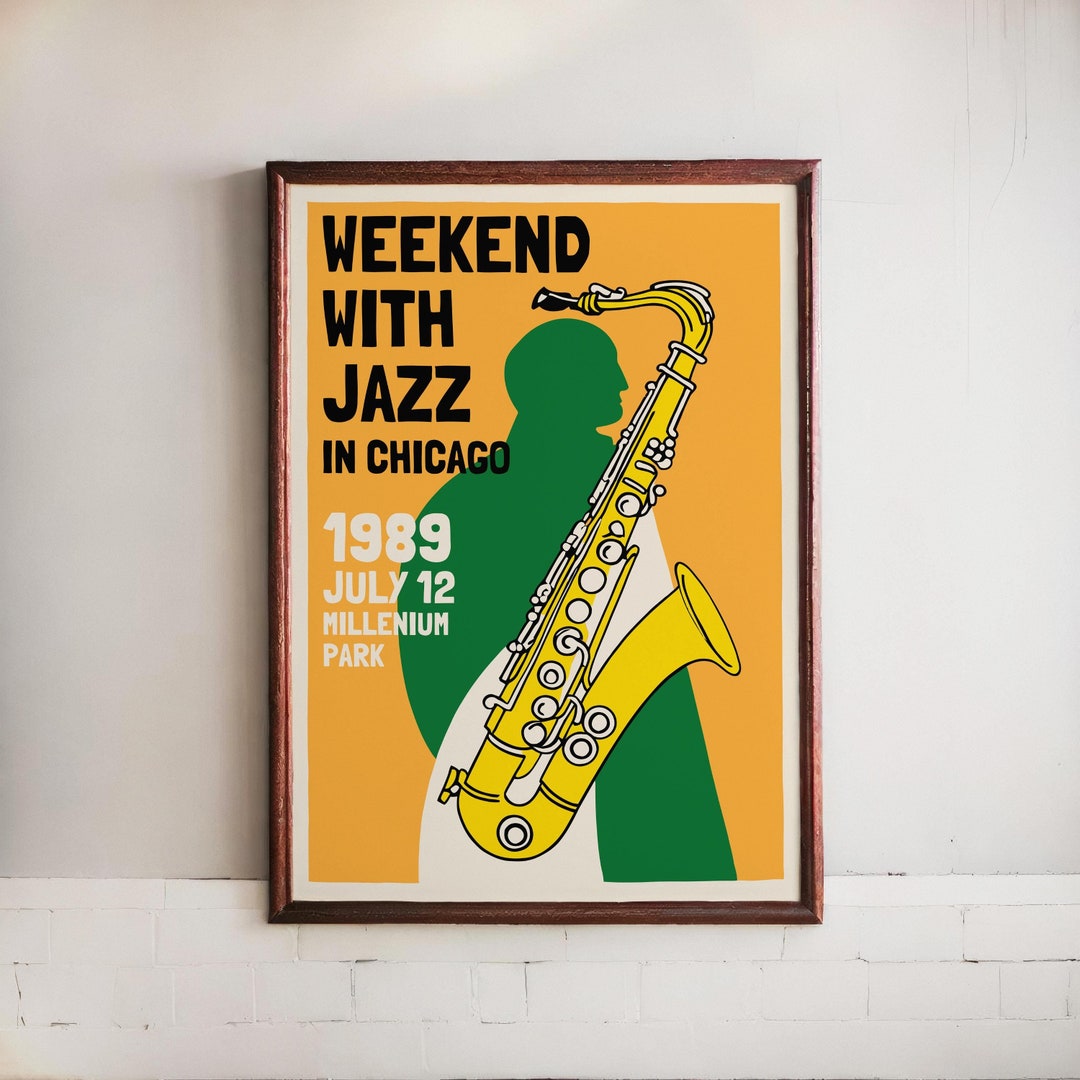Jazz Concert Poster - 1989 Weekend With Jazz in Chicago, Retro ...
