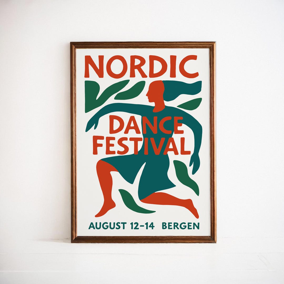 Nordic Dance Festival Poster Print - UNFRAMED Vintage Dancers Art ...