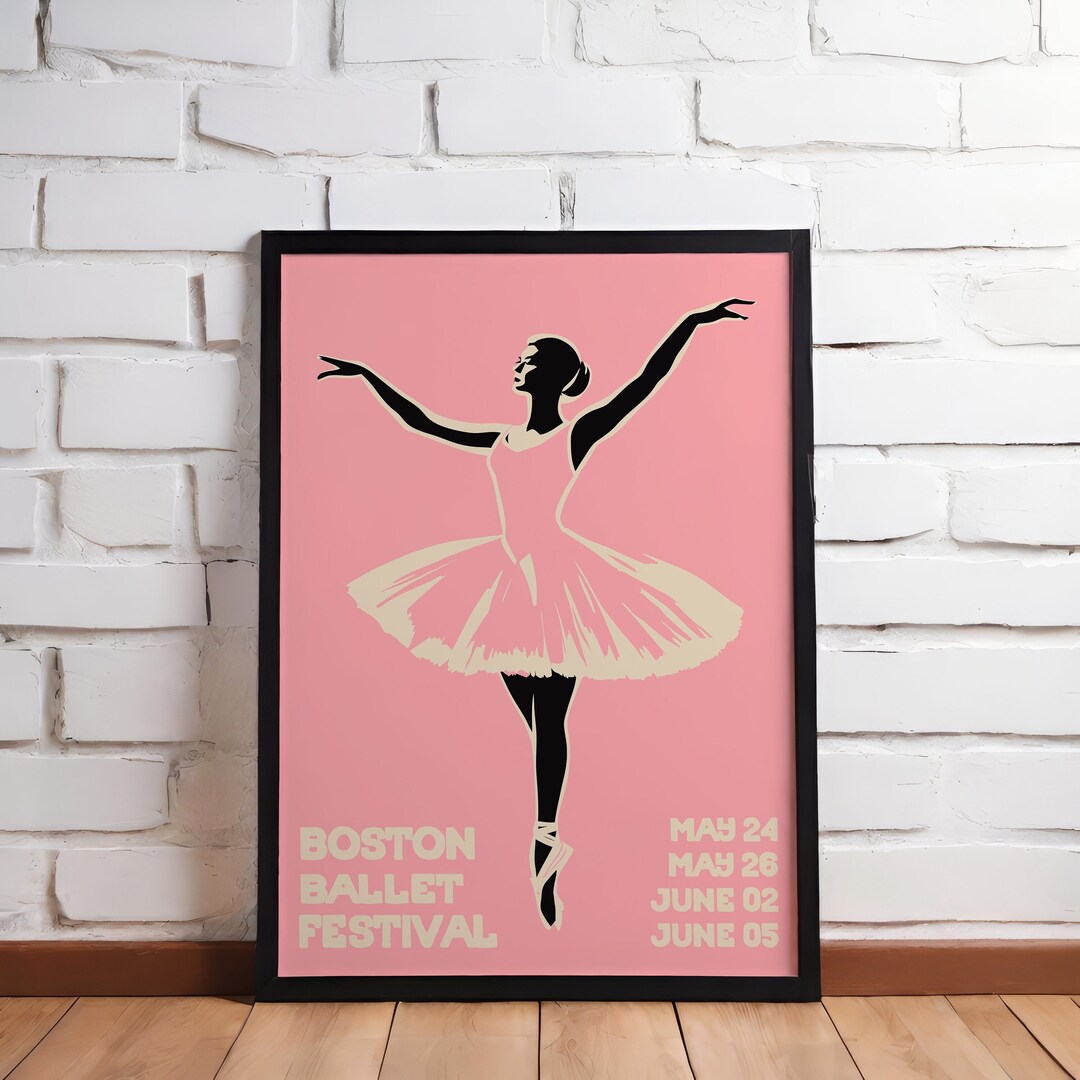 Boston Ballet Festival Poster: Pink Ballerina Illustration, Classical ...