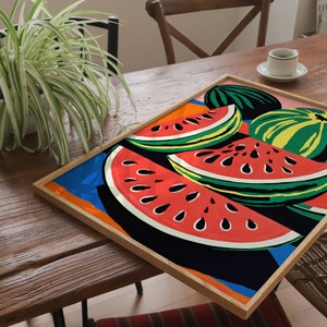 Summer Watermelon Art Poster - Colorful Kitchen Wall Decor, Bold Fruit ...