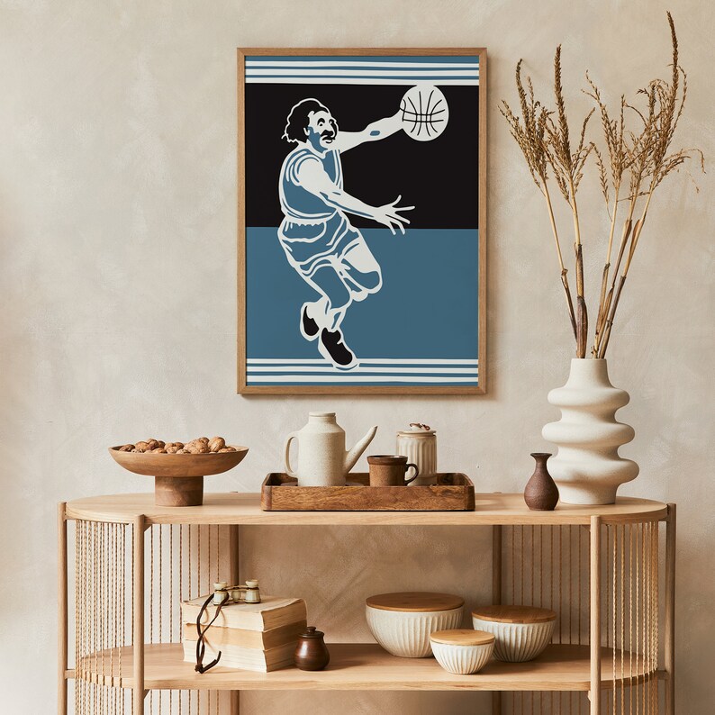 Balling Albert Einstein Poster Basketball Illustration - Etsy