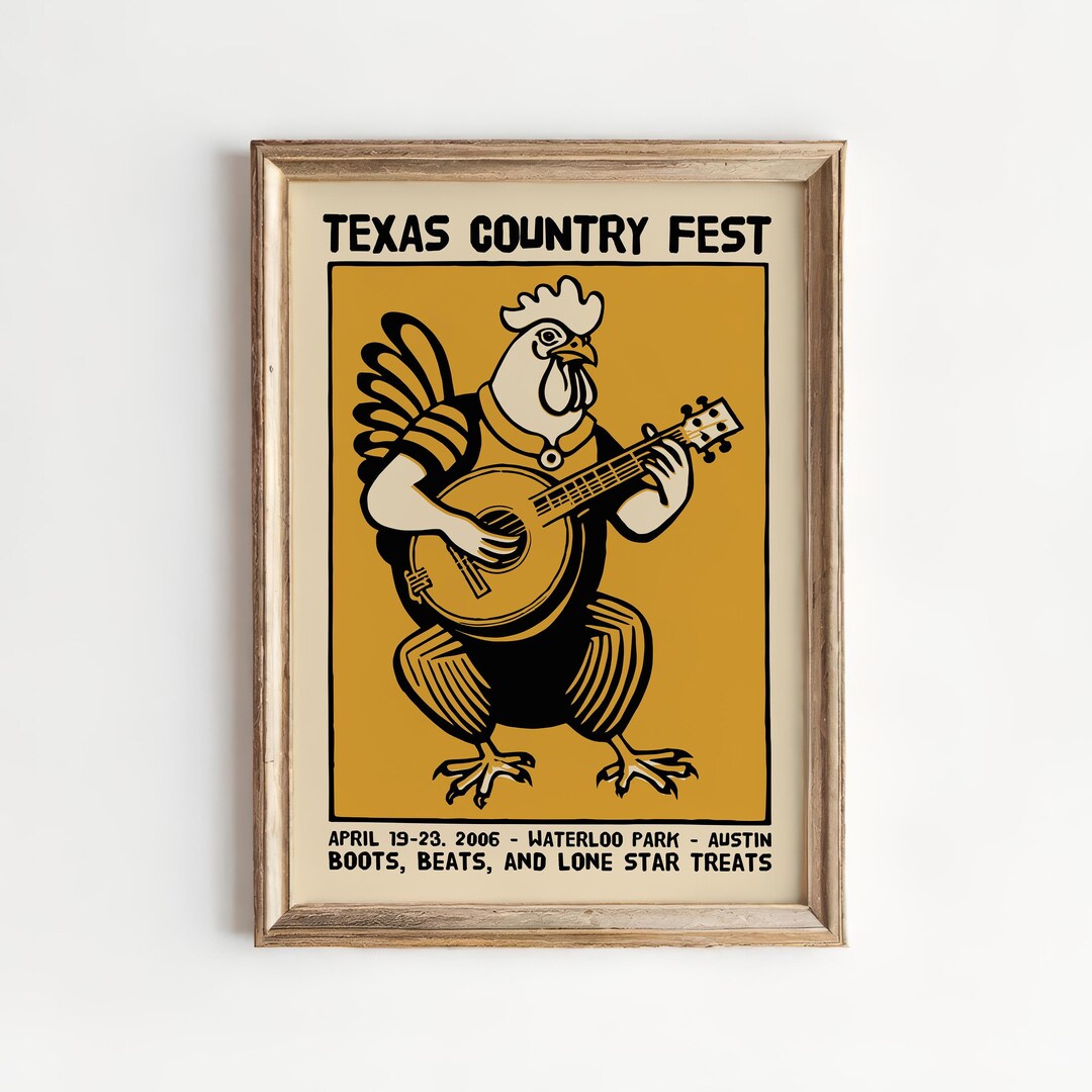 Texas Country Fest Poster Print | Retro Austin 2006 Music Festival Wall ...