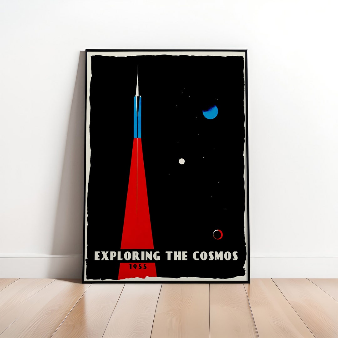 Exploring the Cosmos Space Rocket Poster, Mid-century Modern Wall Art ...