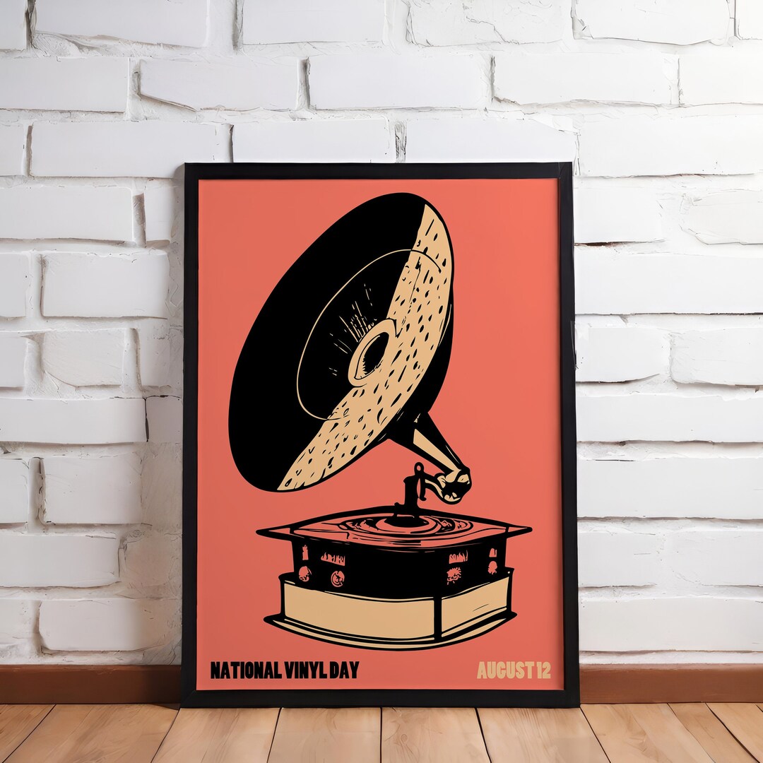 NATIONAL VINYL DAY Poster | Retro Record Player Art Print, August 12 ...