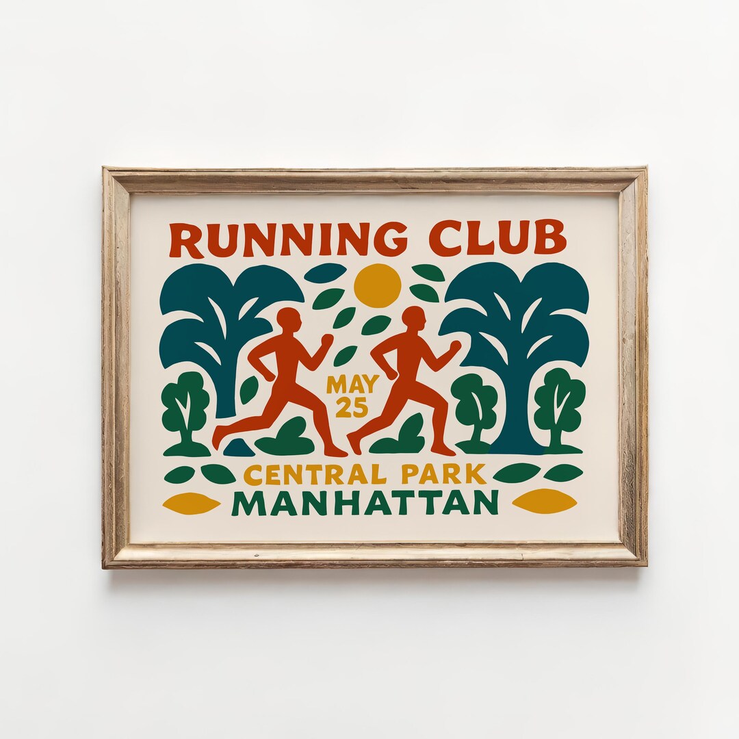 Running Club Manhattan Poster - Fitness Print Wall Gym Motivation ...