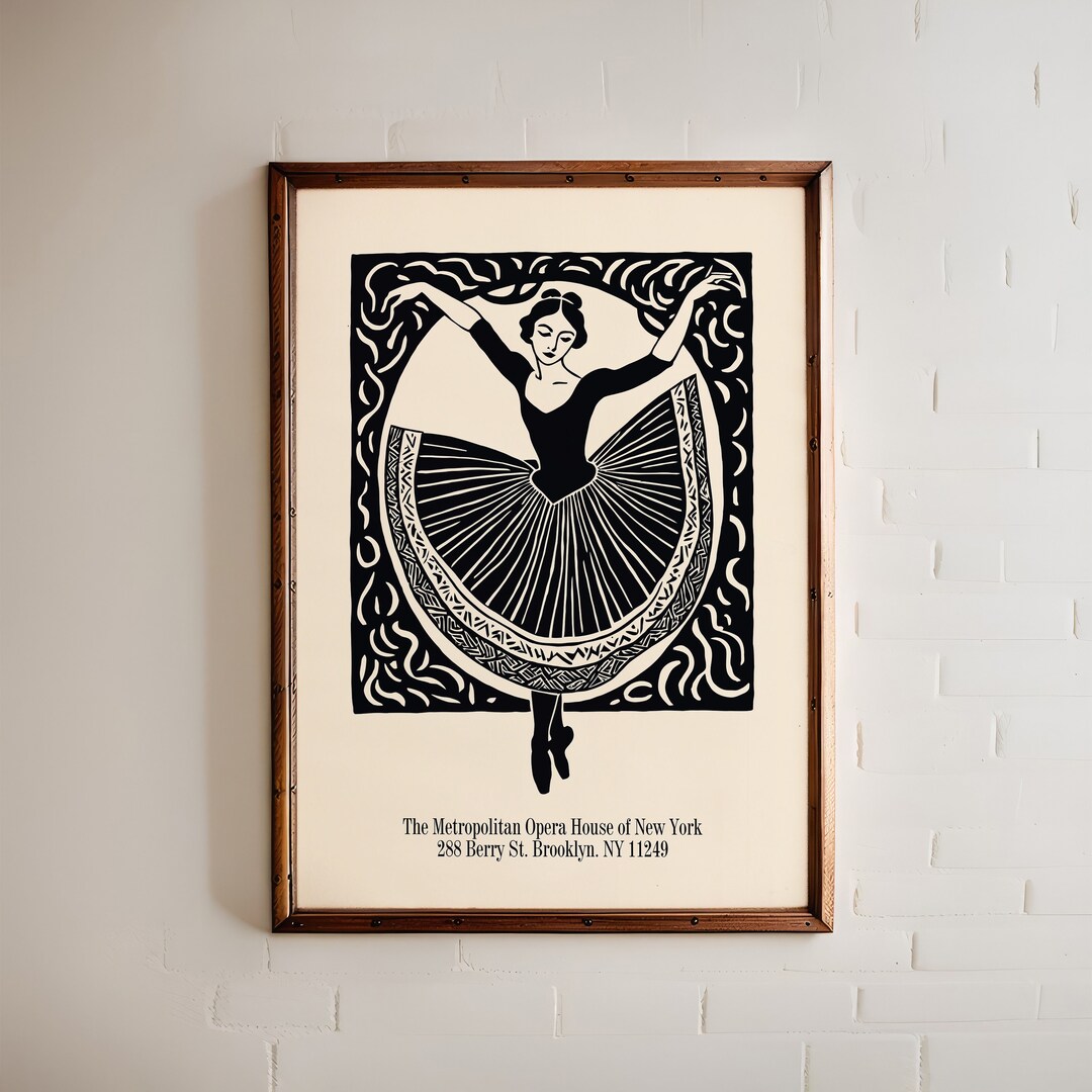 Opera House of New York POSTER - Black and White Ballerina Illustration ...