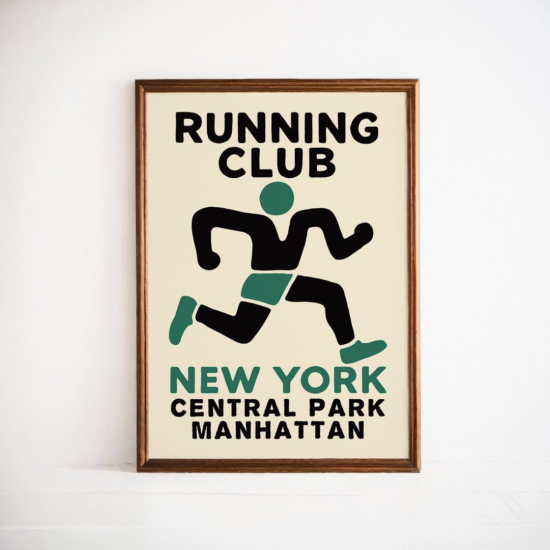 Central Park Running Club Poster - New York Fitness Jogging Urban ...