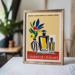 French Perfume Poster - Parisian Elegance - Retro Art Print - Floral ...