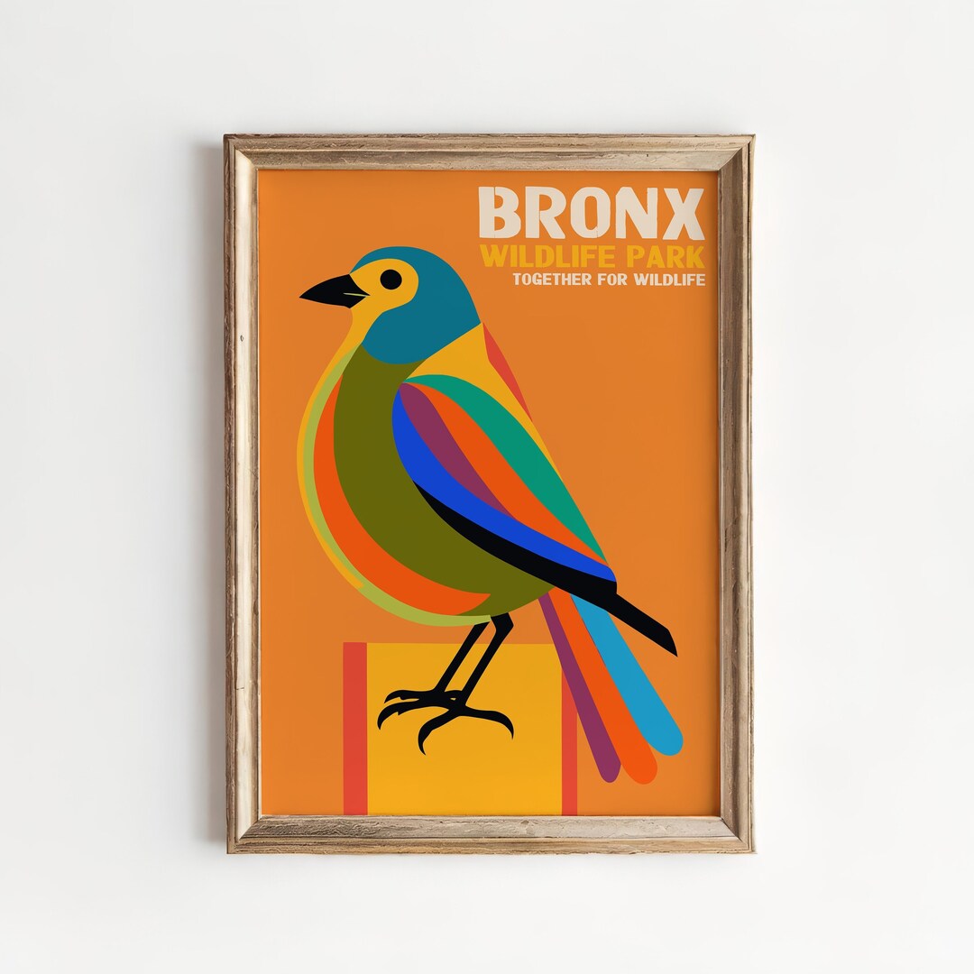 Bronx Wildlife Park Vibrant Poster - Colorful Avian Art Print - Modern ...