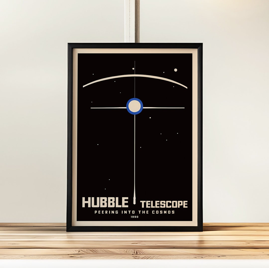 Hubble Telescope Poster: Retro Minimalist Space Art Print - Etsy