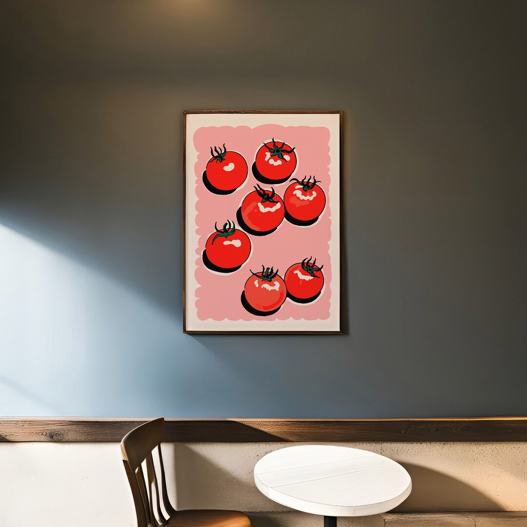 Retro Tomato Poster Bright Red Tomato Art Print, Kitchen Wall Art ...