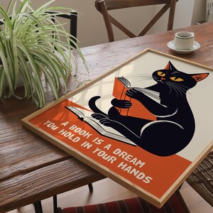 Cat Reading Quote Poster - Literary Wall Art | Perfect Gift for Readers ...