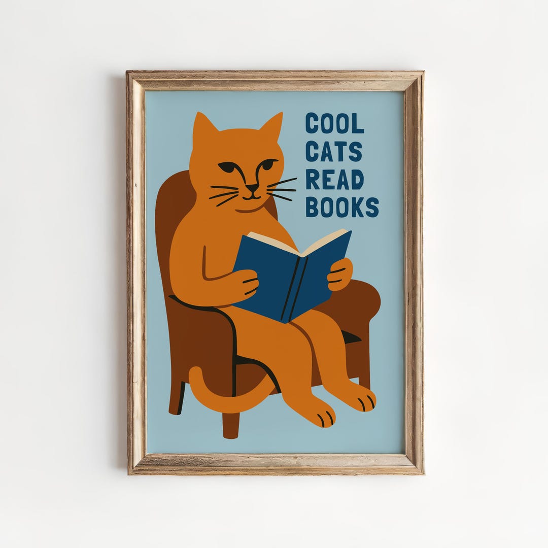 Cats Read Books Poster - Reading Wall Art Literary Print Home Decor ...