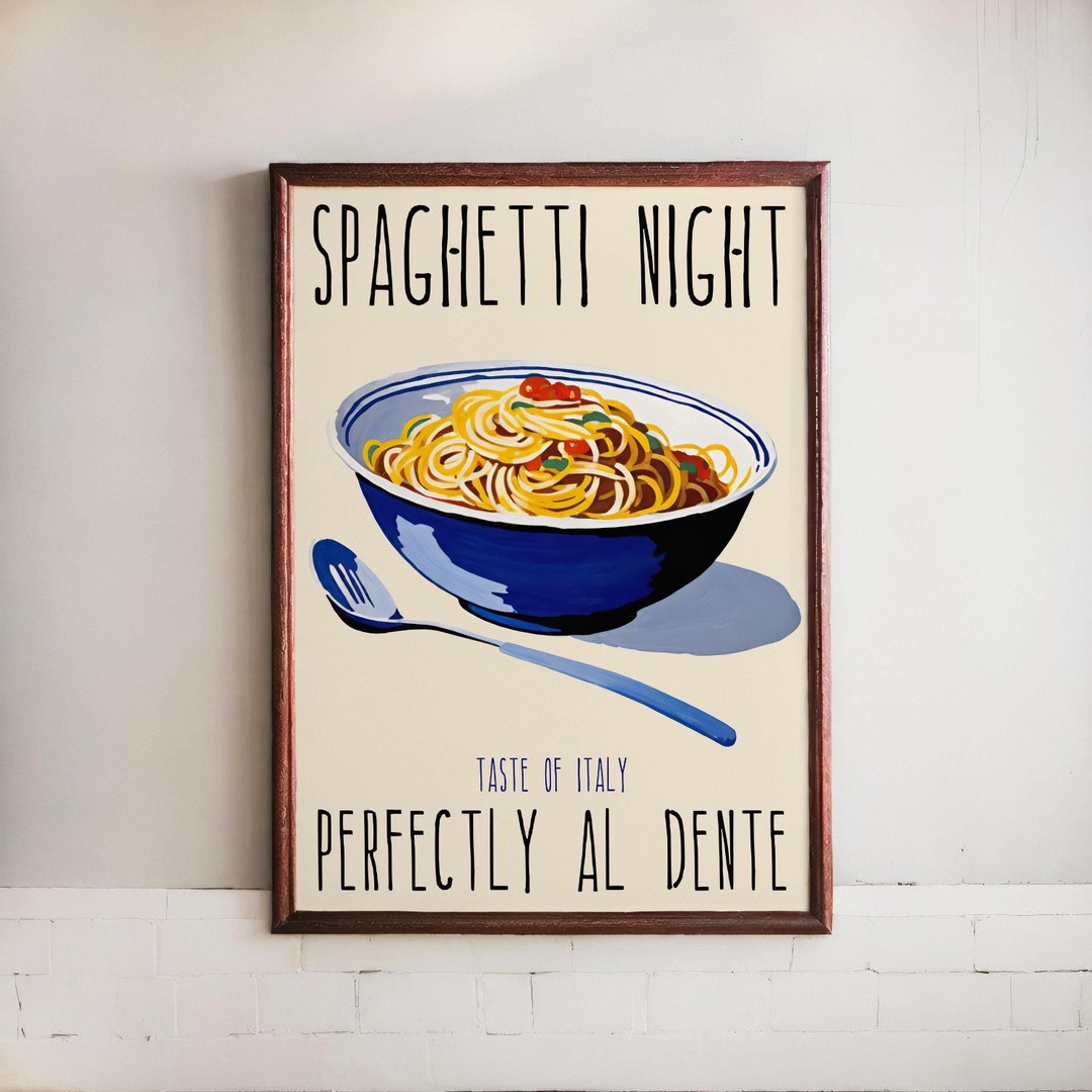 Spaghetti Night Italian Kitchen Poster - Funny Food Pasta Lover ...