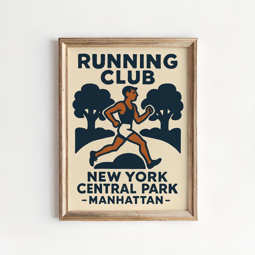 Central Park Running Club Poster: Vintage NYC Jogging Art - Etsy
