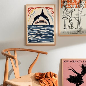 ANXIOUS SHARK Poster Quirky Wall Art Prints Funny Wall Art Prints ...