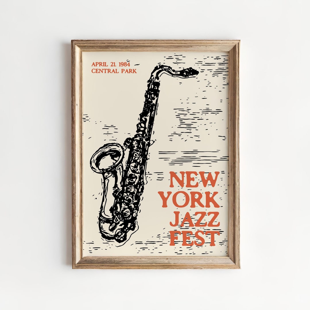 New York Jazz Fest Poster: 1984 Central Park Saxophone Art Print - Etsy