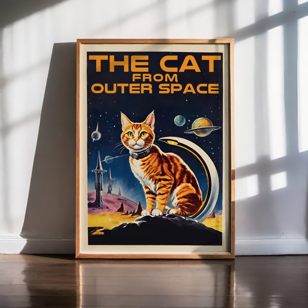 Sci-fi Cat Poster - the Cat From Outer Space - Retro Space Exploration ...