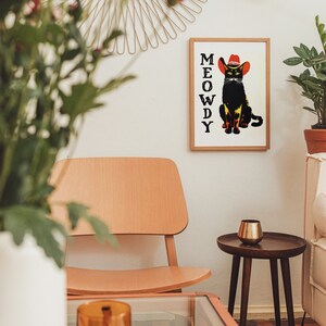 Meowdy Cat Print - Cowboy Poster, Howdy Black Cat, Cat Mom Print ...