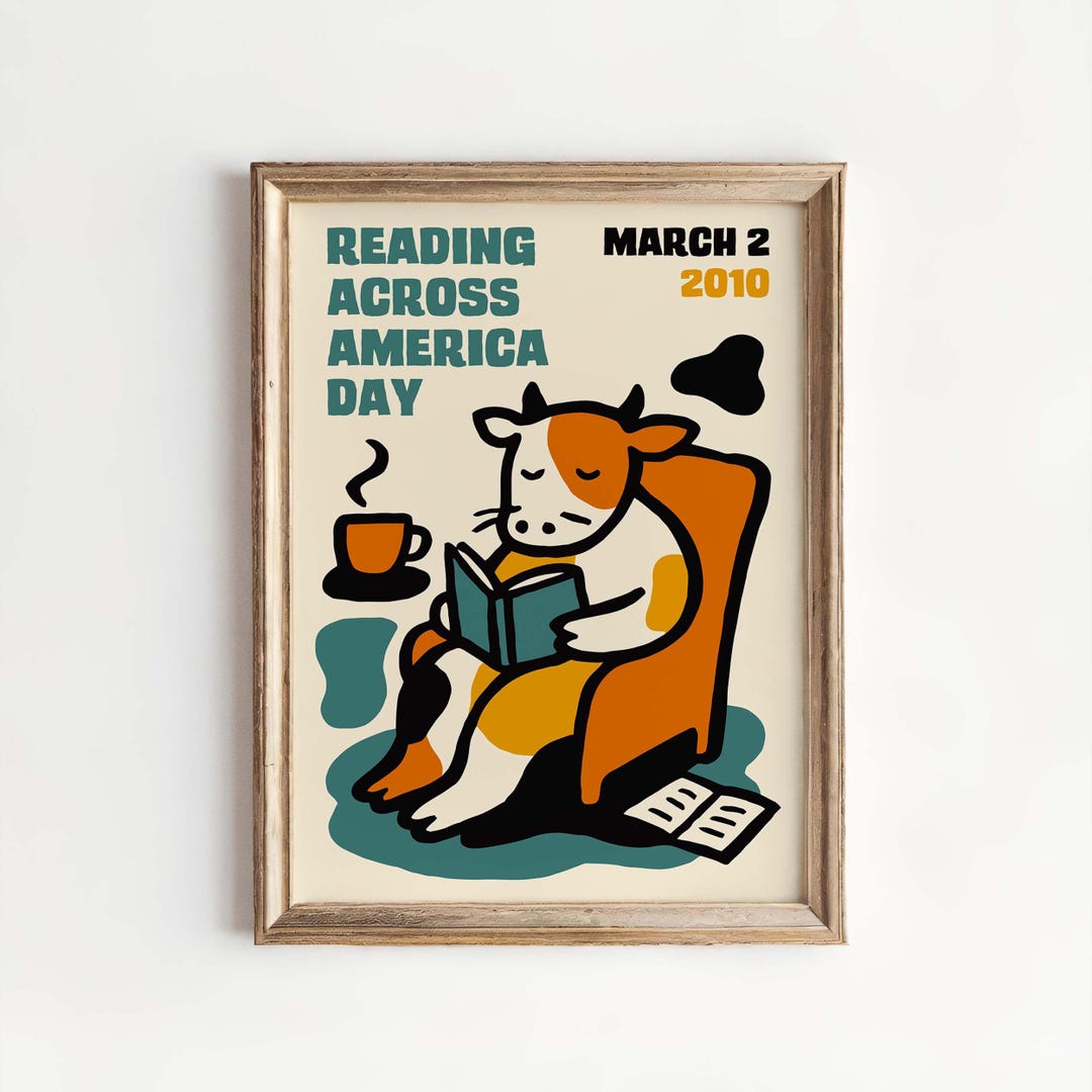 Reading Across America Day Poster - Book Lover Wall Art Literary ...