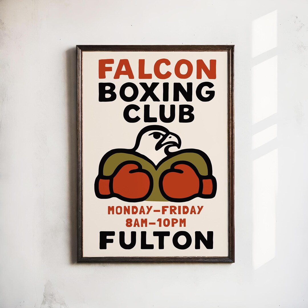 Falcon Boxing Club Retro Poster - Vintage Gym Print Sports Wall Decor ...