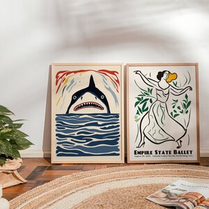ANXIOUS SHARK Poster Quirky Wall Art Prints Funny Wall Art Prints ...