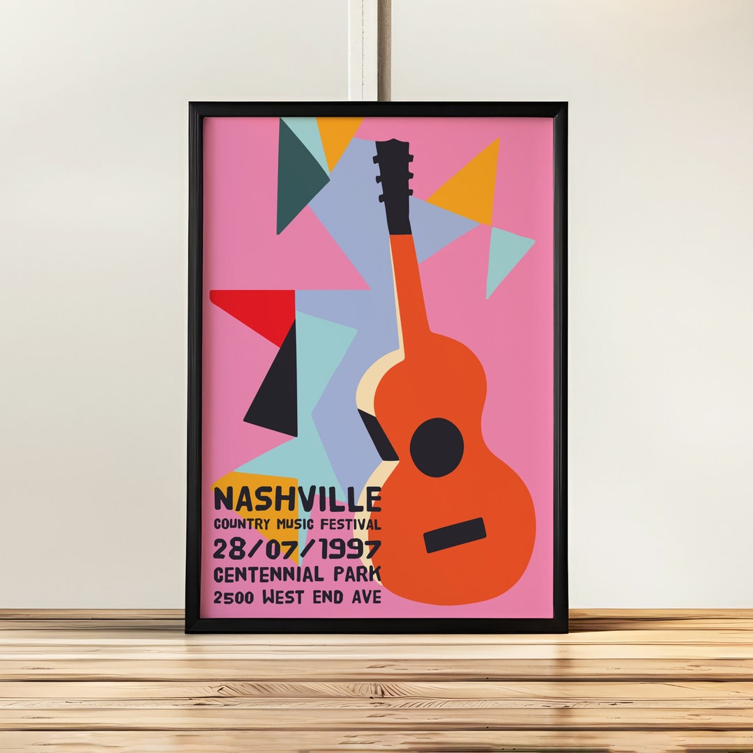 1997 Nashville Country Music Festival Poster Advertising Vintage Giclee ...