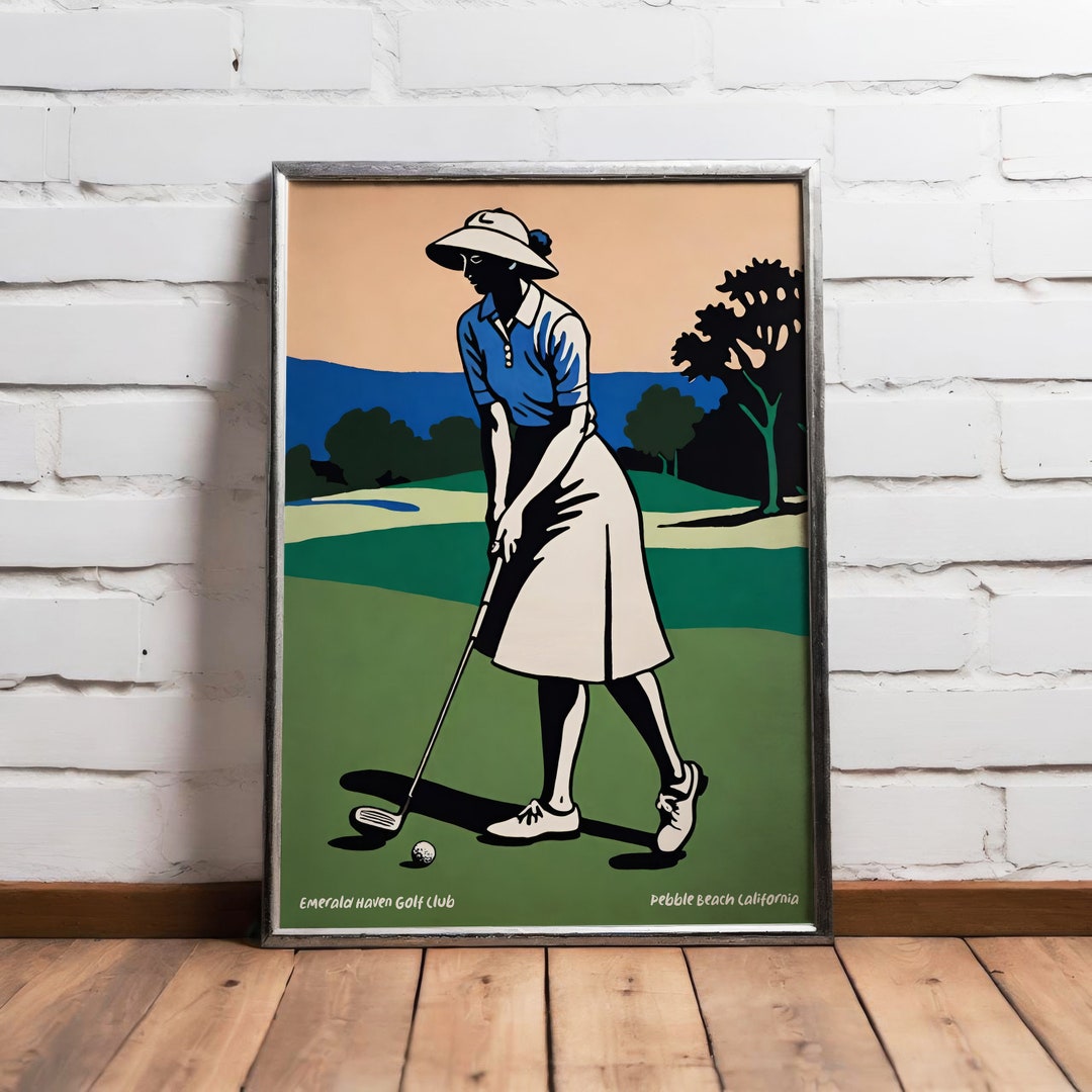 Retro Golf Poster - Golfing Woman Wall Art, Perfect Decor for Home ...