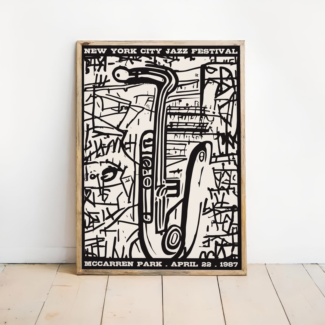 New York City Jazz Festival 1987 Poster - Retro Saxophone Music Wall ...