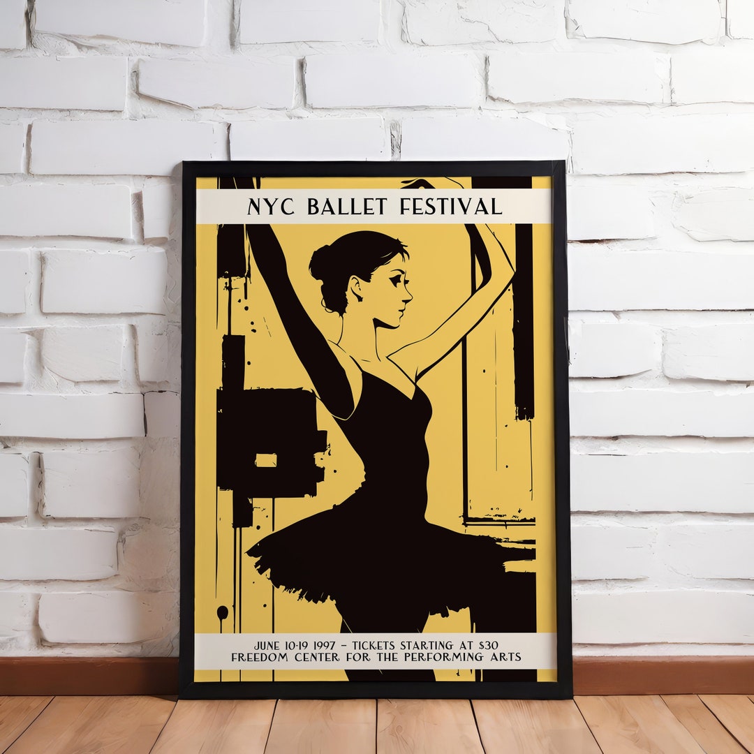 NEW YORK CITY Ballet Festival Poster Retro Ballerina Print, Nursery ...