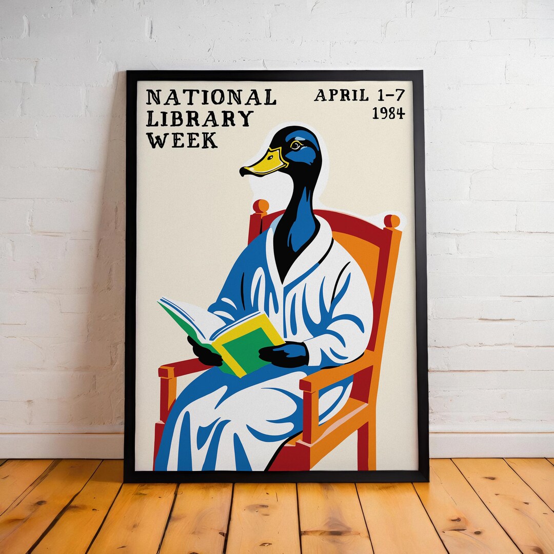 National Library Week Poster 1984 | Retro Library Wall Art | Reading ...