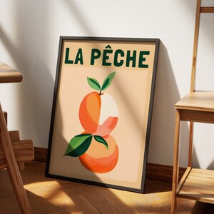 PEACH Poster - La Pêche - French Cute Fruit - Kitchen Wall Art Peach ...