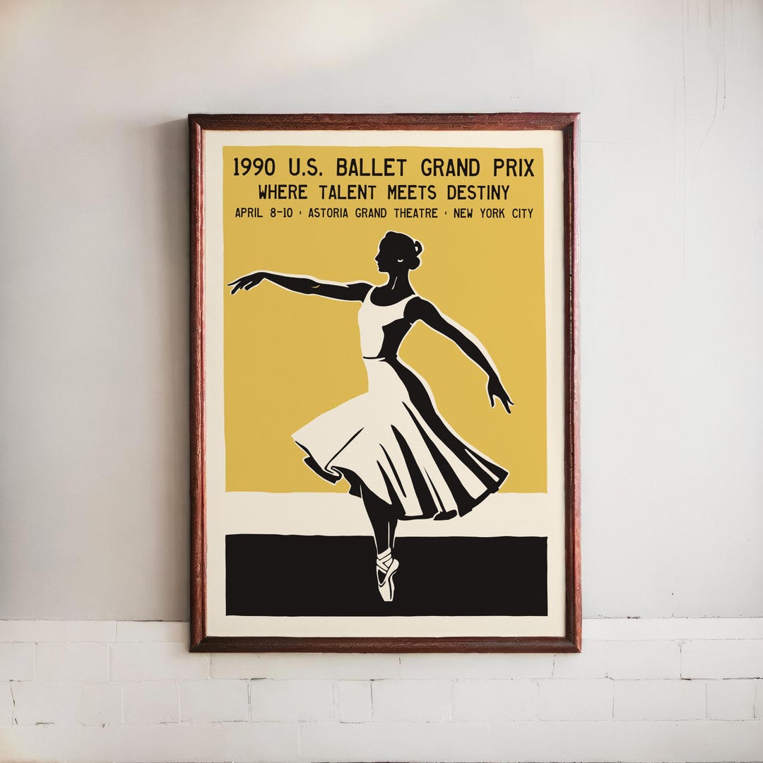 1990 Ballet Grand Prix Poster - Dance Wall Decor Ballerina Theatre New ...