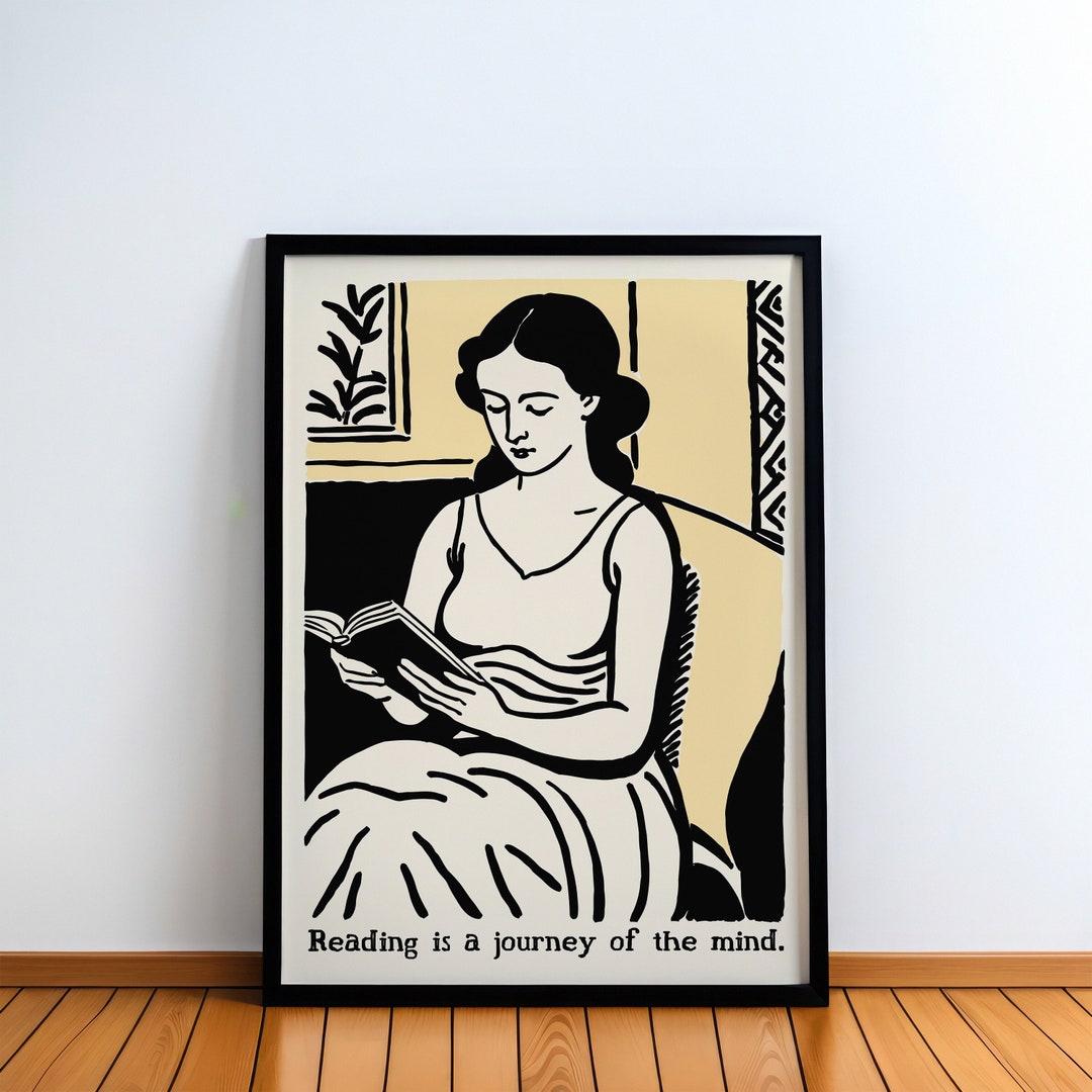 Reading is a Journey Poster, Vintage Style Wall Art, Book Lover Gift ...